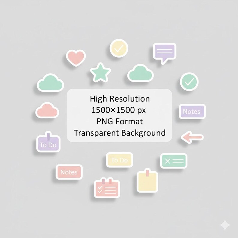 Minimalist Planner Stickers Pack • 60 PNG • Functional, Decorative ...