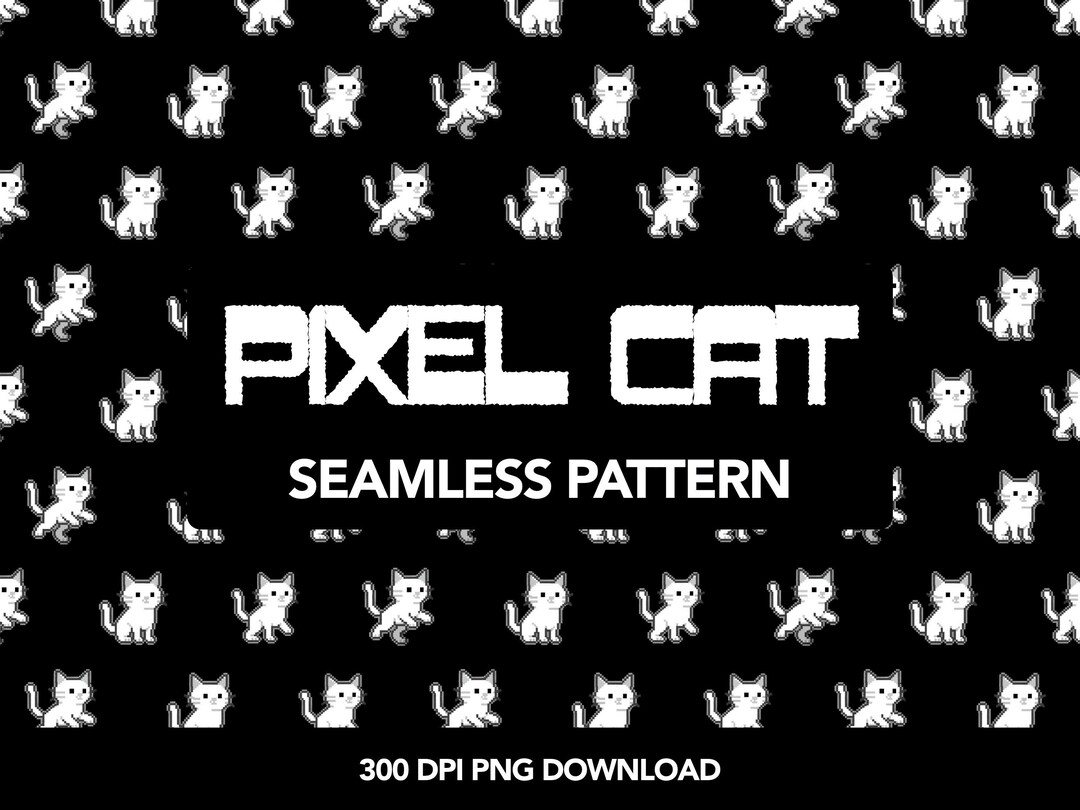 Pixel Cat Seamless Pattern | Digital Download | PNG JPEG - Etsy