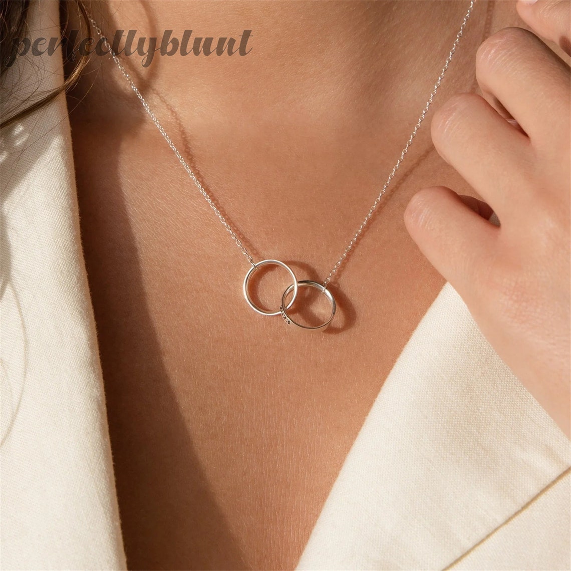 Interlocking Couple Name Necklace Personalized Name Ring - Etsy