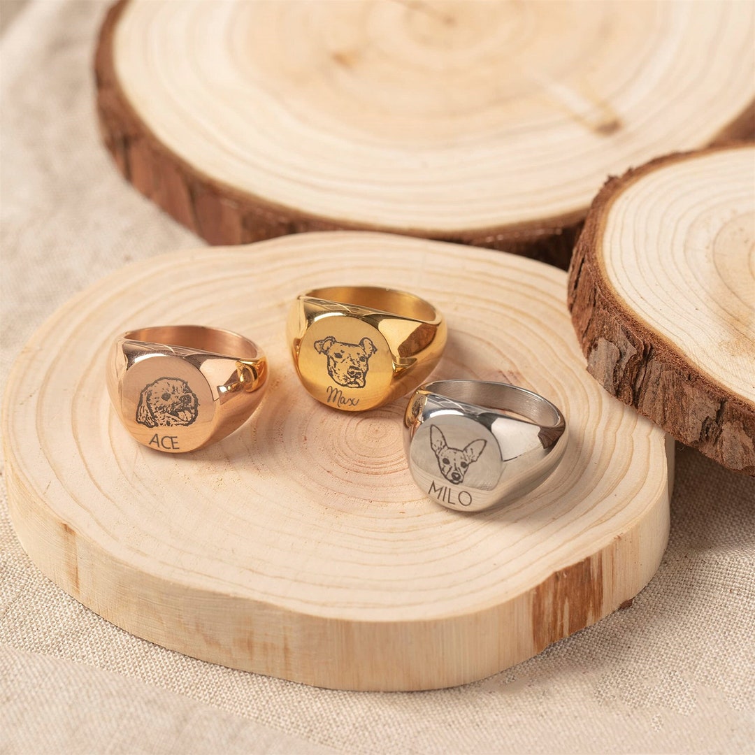 Personalized Custom Pet Portrait Rings Minimalist Rings Pets ...