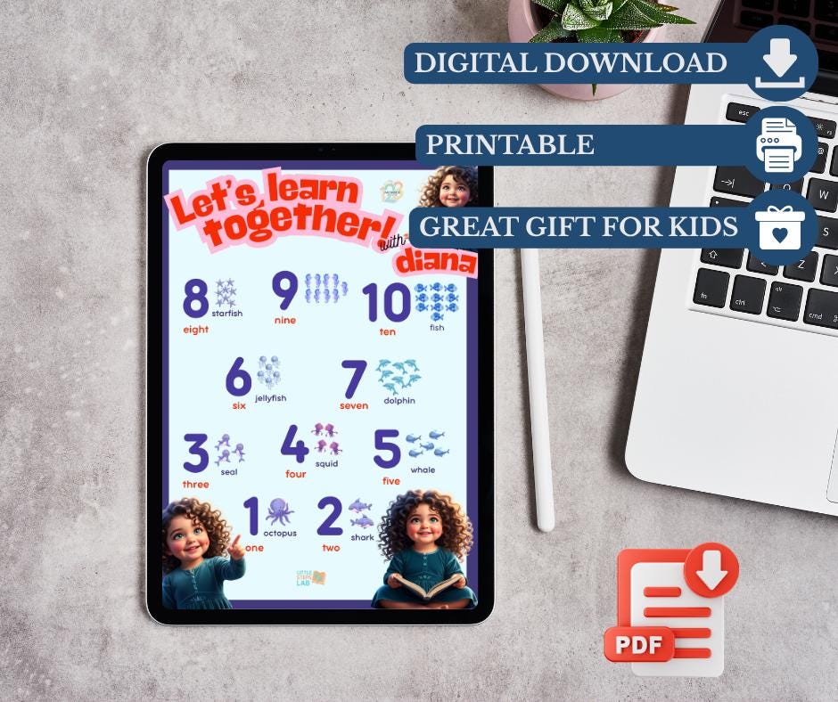 Personalized Numbers Poster for Kids – Custom Name & Character ...