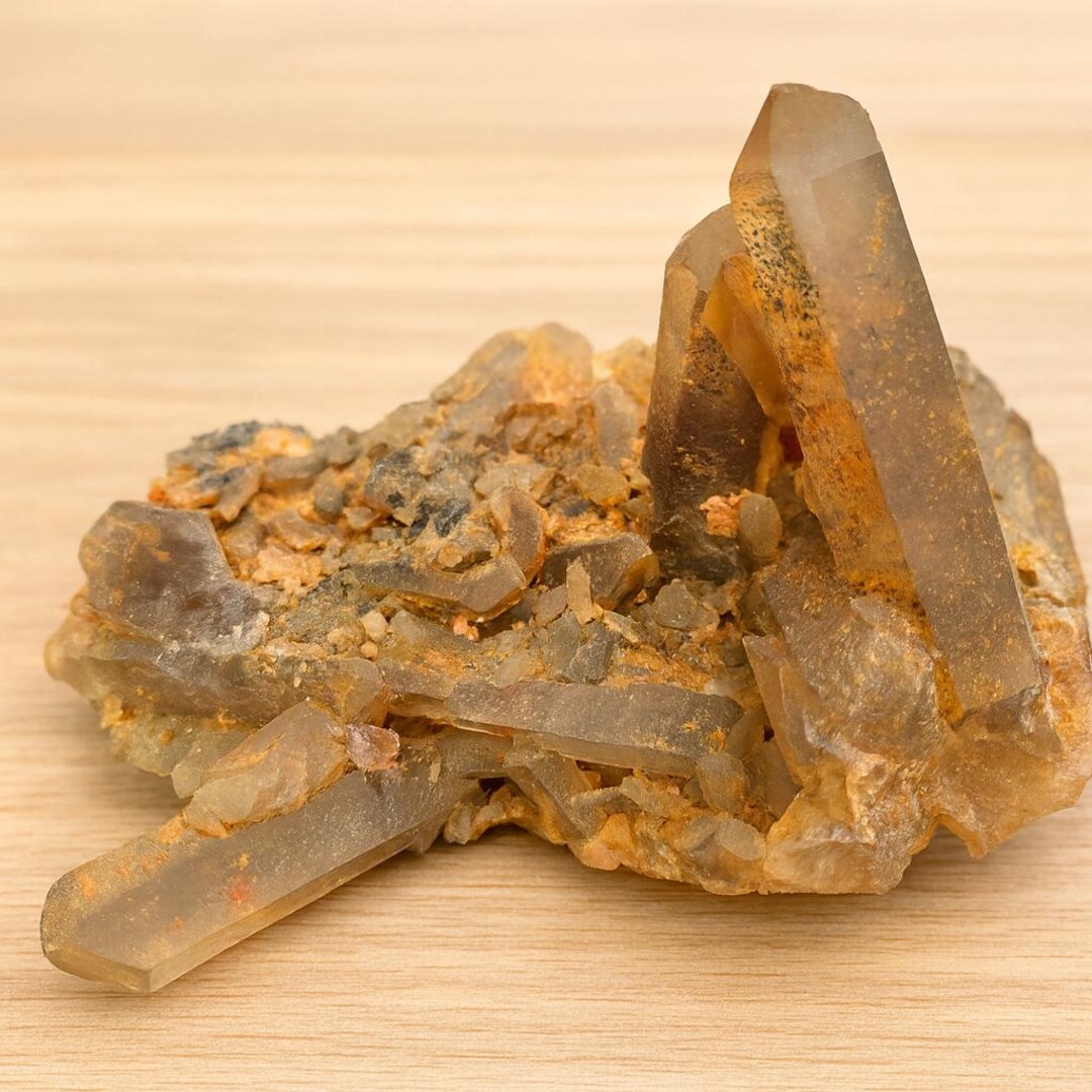 Natural Moroccan Smoky Quartz Cluster With Red Hematite & Desert Oxide ...