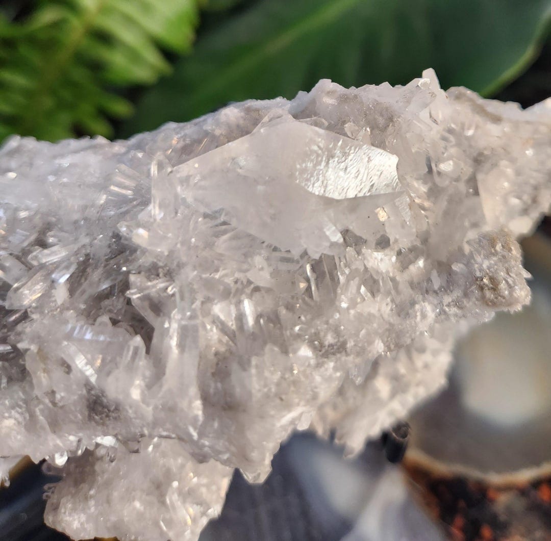 Stunning Natural Calcite Crystal on Flashy Quartz Druzy – White Calcite ...