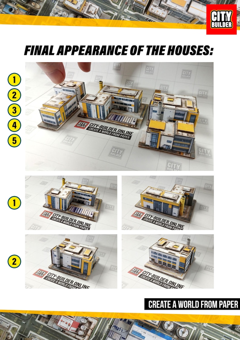 Paper Factories, Paper City, Paper Model, City-builder Part 10 - Etsy