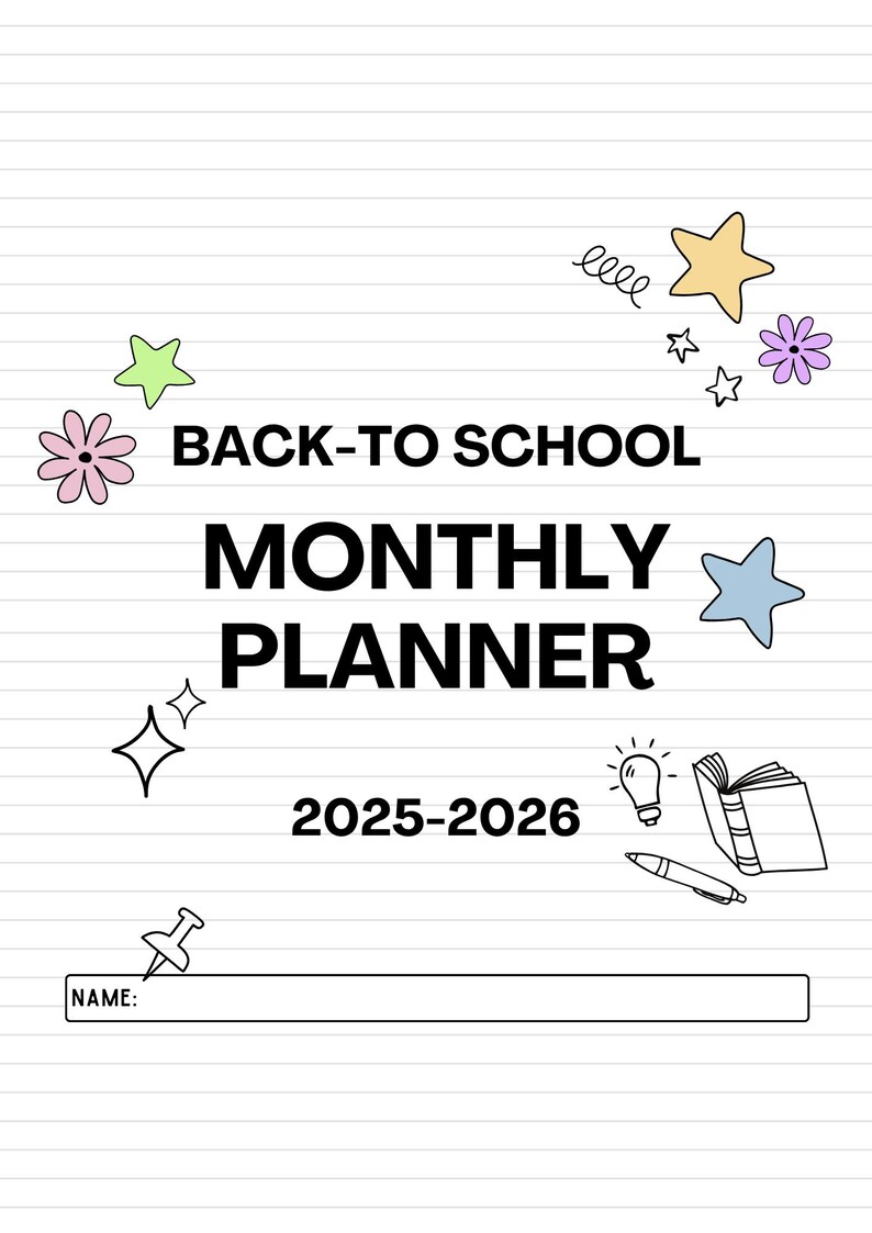 Back to School Monthly Planner | Printable & Digital iPad Planner ...