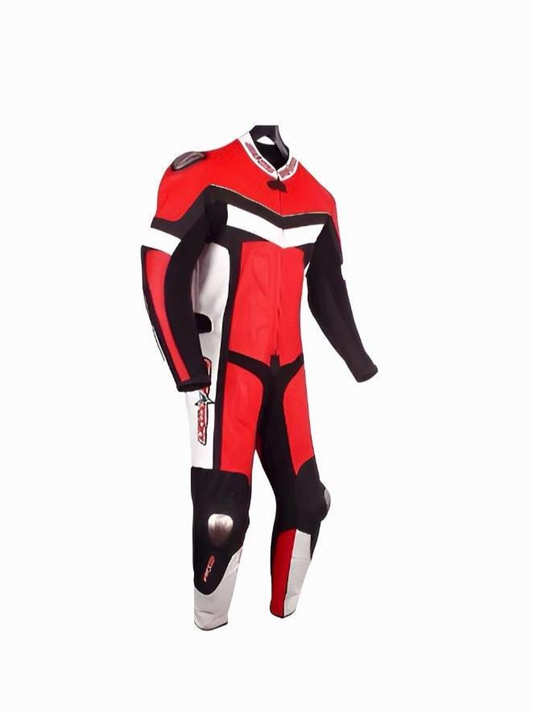 Premium Red Black White Leather Motorcycle Racing Suit | Men's Armored ...