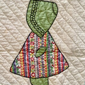 Vintage Sun Bonnet Sue Appliqué Quilt 84x51”dusky Green & off White ...