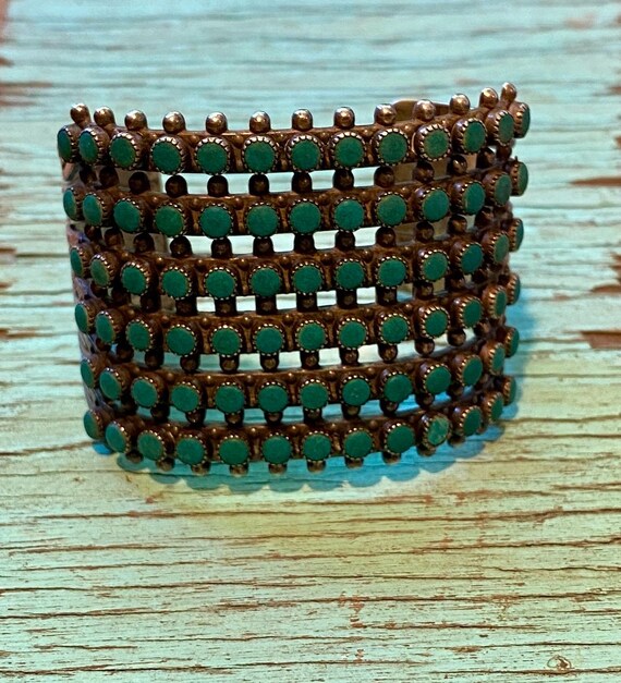 Impressive 6 row vintage snake eye turquoise & sterli… - Gem
