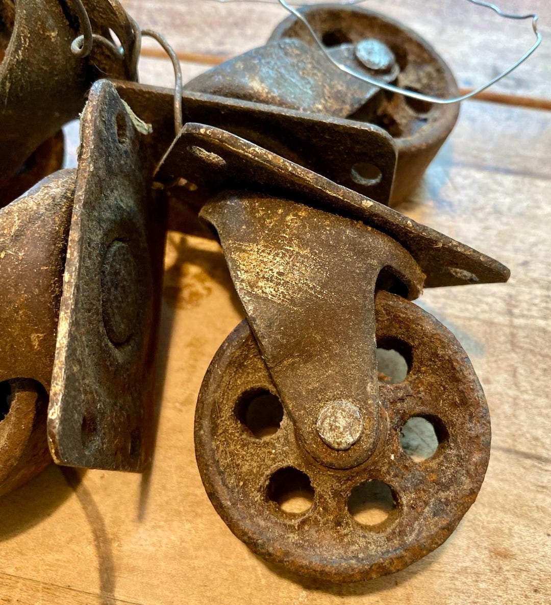 Set of 4 Vintage Cast Iron Caster Wheels: 2" Rustic Industrial Decor - Etsy