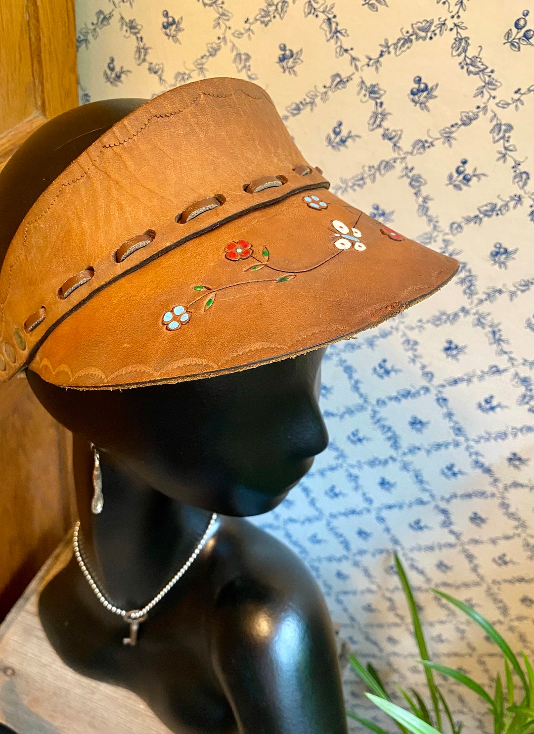 Vintage Tooled Leather Visor, Hippie Merch From the 70’s, Little ...