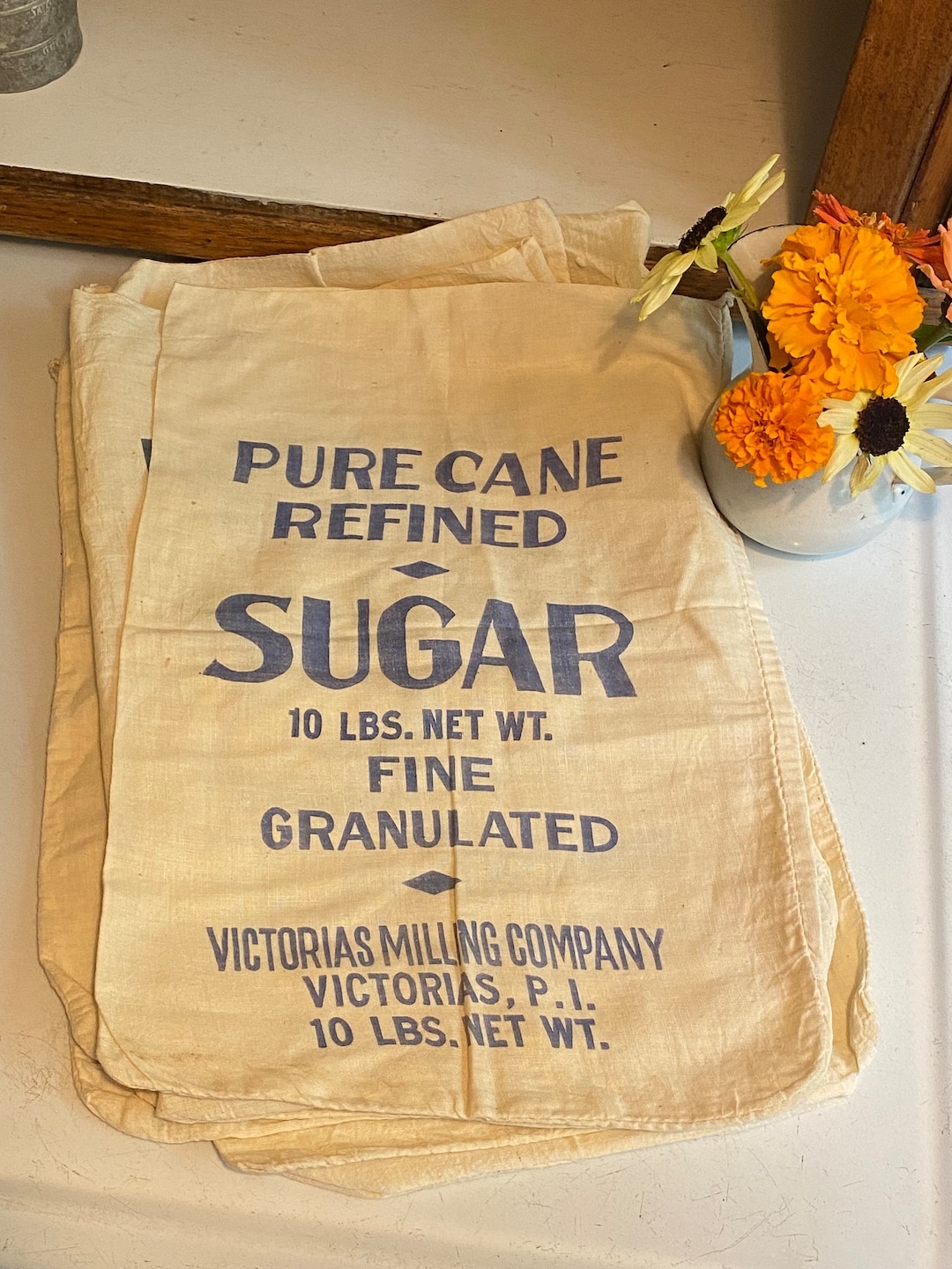 Vintage Sugar Sack,10lb Victorias Milling Co, Farmhouse Primitive Decor ...
