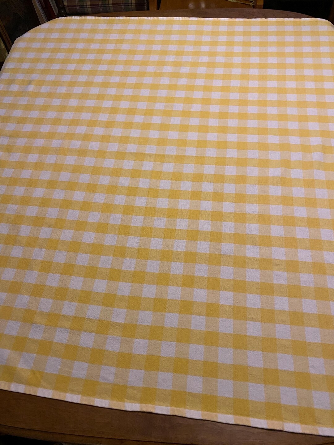 MCM Cotton Tablecloth, Yellow & White Check, Country Cottage, Farmhouse ...