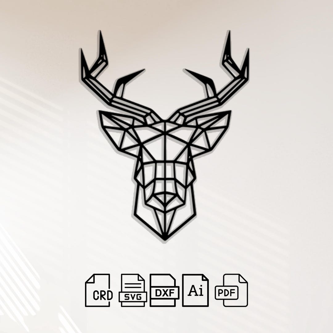 Geometric Deer Dxf Files, Deer Head Laser Cut and Print File, T-shirt ...