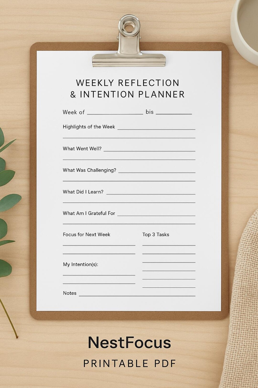 Weekly Reflection and Intention Planner - Etsy