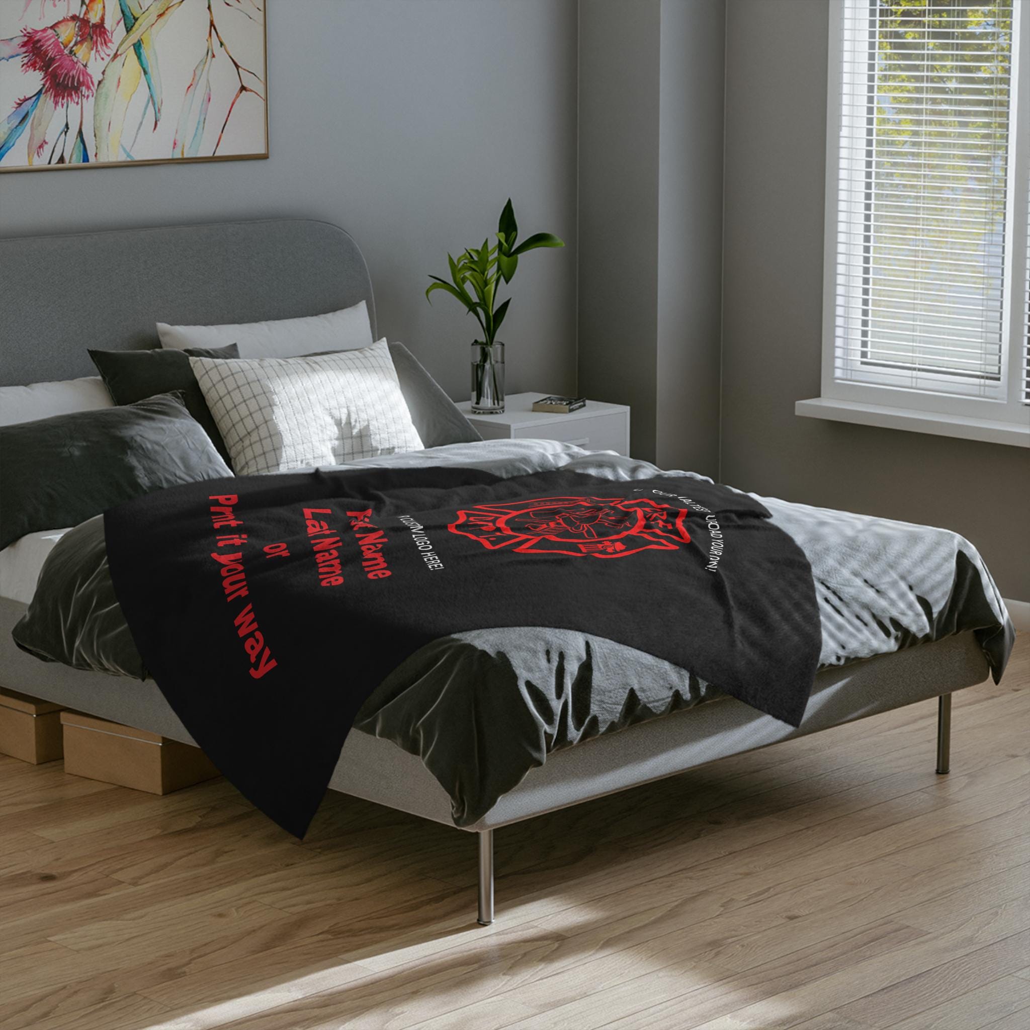 Custom Fire Department Blanket Velveteen Microfiber, Personalized ...