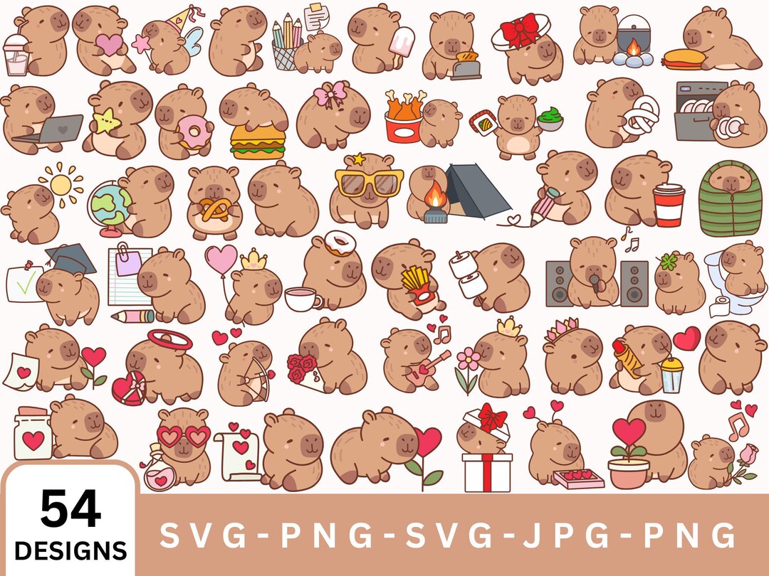 Capybara SVG Bundle,capybara Png Bundle,kawaii Capybara Clipart,animal ...