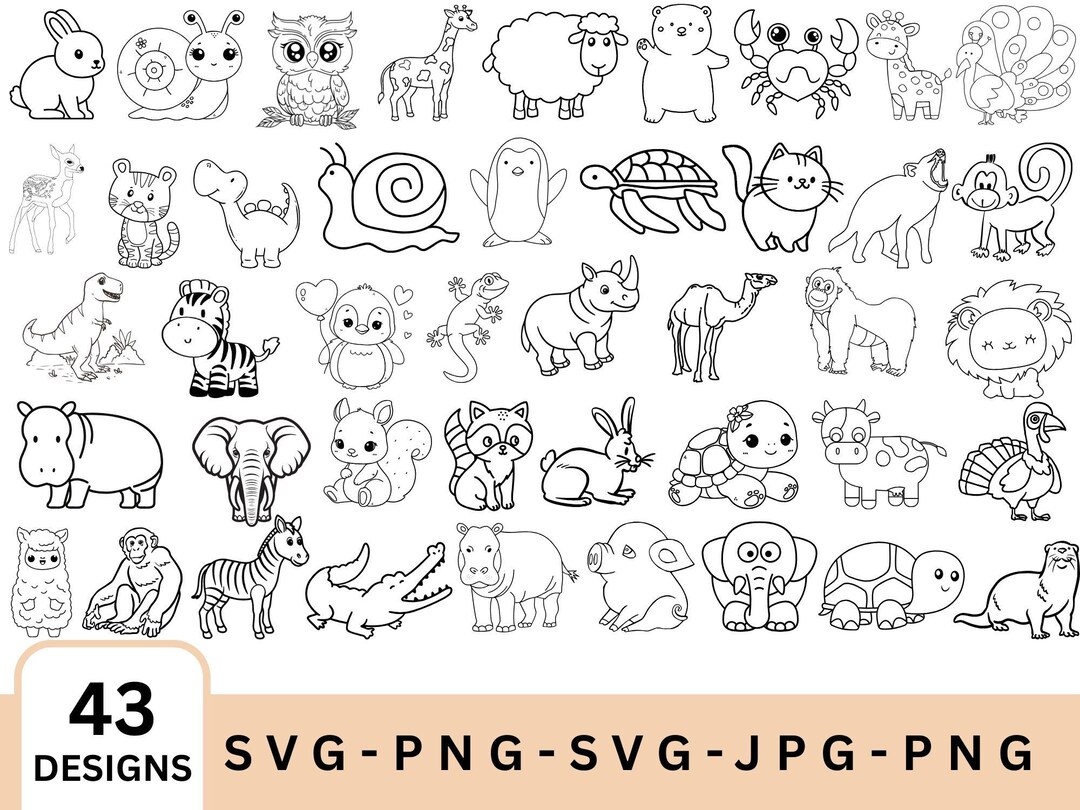 Animal Svg Bundle Cut File,cute African Jungle Animal Svg,animal Cut ...