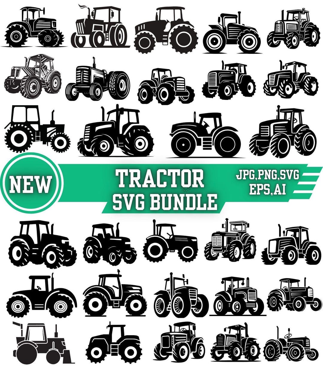Tractor SVG PNG Bundle: Cricut Silhouette Cut Files (digital Download ...