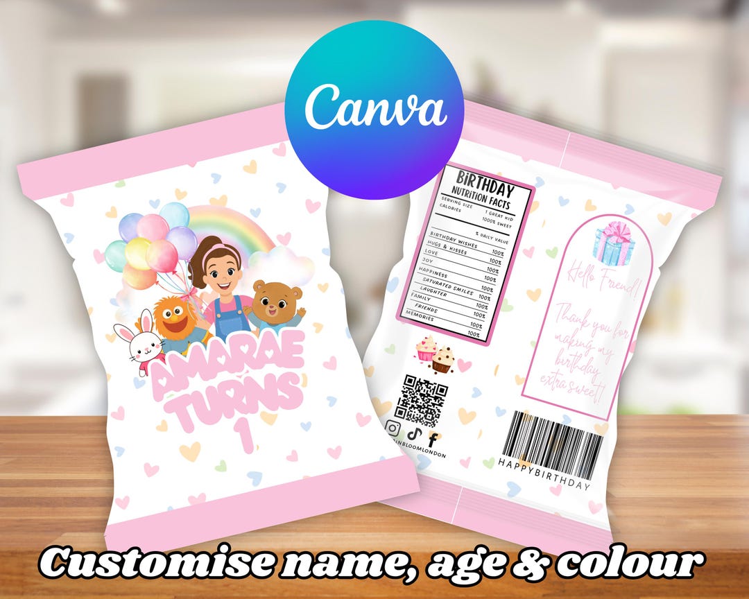 Ms. Rachel Birthday Chip Bag: Custom Printable Party Favor (PDF ...