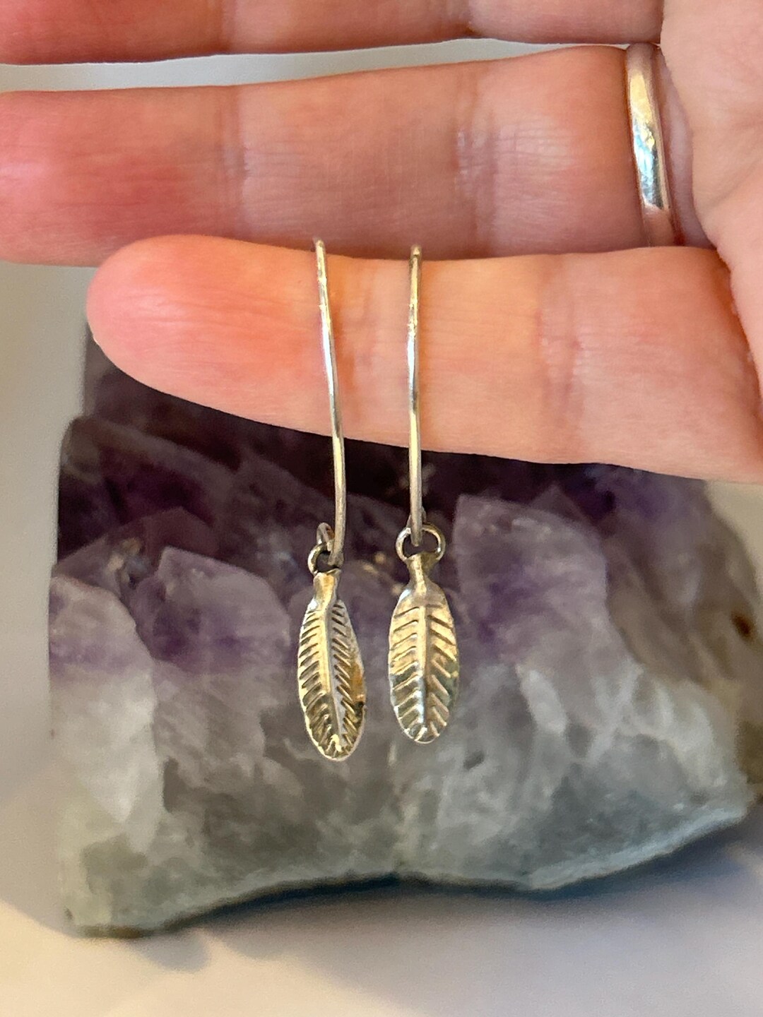 Stuart Nye 925 Feather Drop Earrings Sterling Silver - Etsy