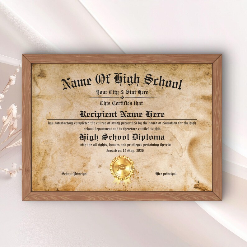 Editable High School Diploma Template, Digital Download, Canva ...