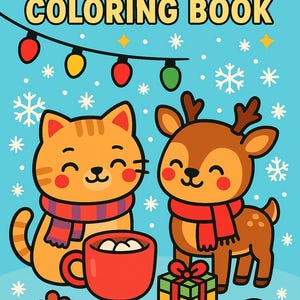 Cozy Winter Coloring Book 30 Cute Kawaii Animals, Festive Scenes Fun ...