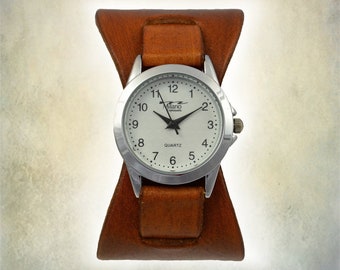 Men's Casio Leather Cuff Watch - Etsy