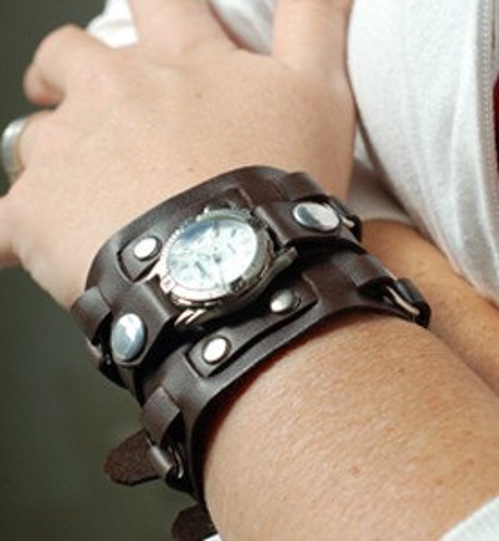 Ladies 3 Strap Leather Cuff Watch - Etsy