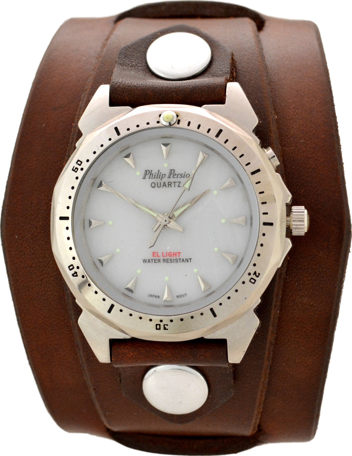 Reloj de puño de cuero marrón para hombre Indiglo Backlight | Etsy