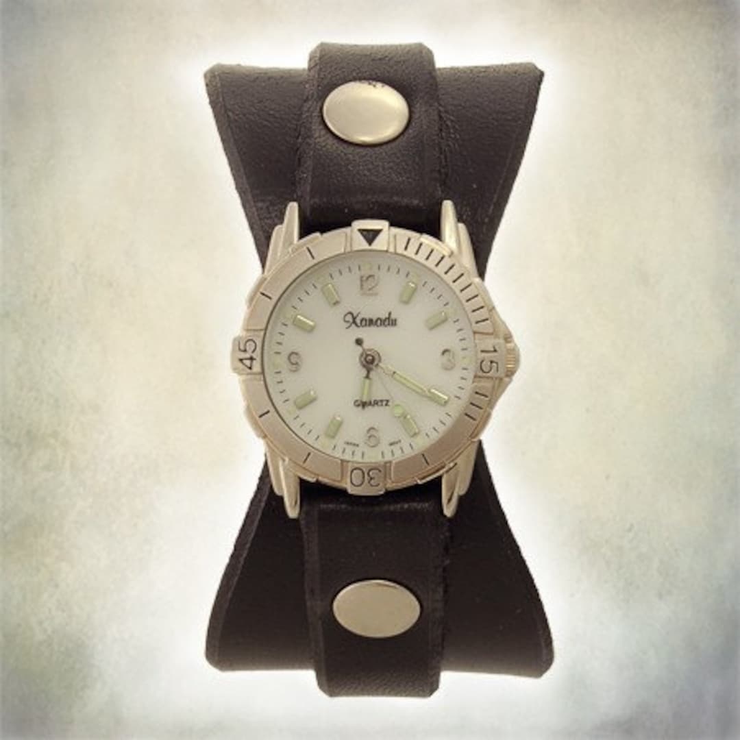 Women's Handmade Leather Watch - Hourglass Cuff - Etsy