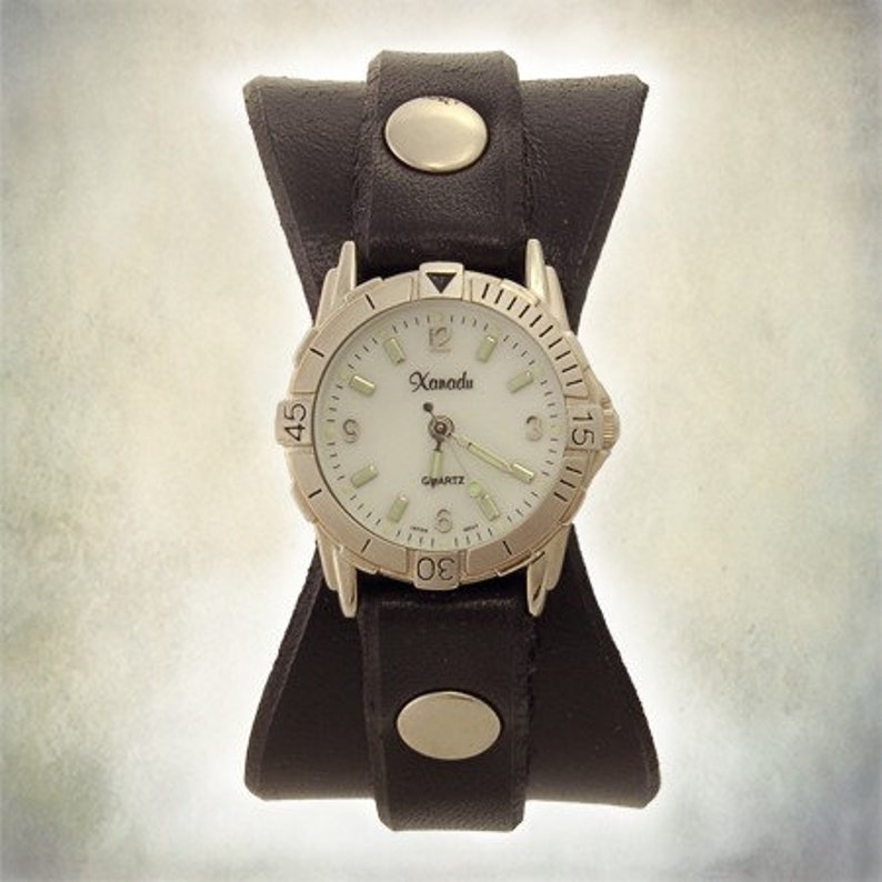 Women's Handmade Leather Watch Hourglass Cuff - Etsy