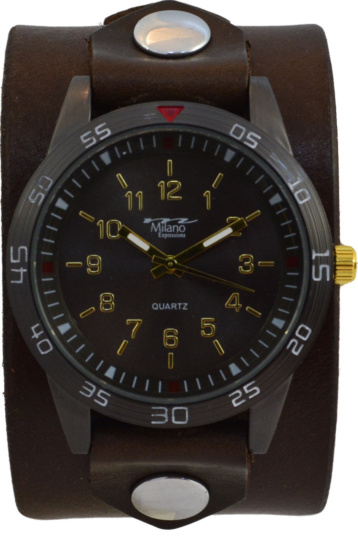 Dark Brown Leather Cuff Watch Wrap Around Cuff | Etsy