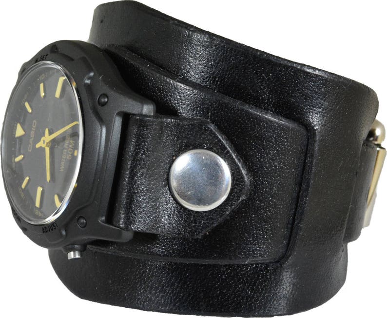 Leather Cuff Watch With Analog Digital Display - Etsy