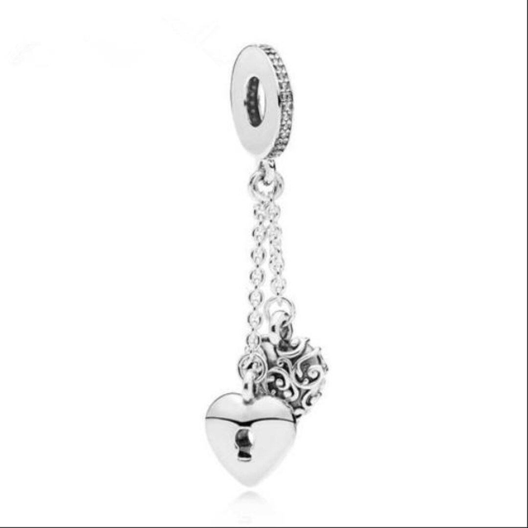 Pandora S925 Silver Lock and Heart Dangle Clear Charm - Etsy