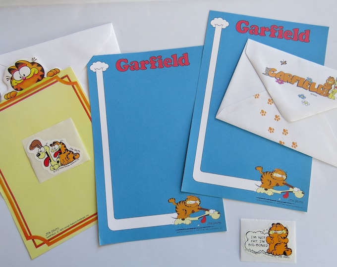 Vintage Garfield Stationery & Sticker Lot: 80s Nostalgic Collection - Etsy