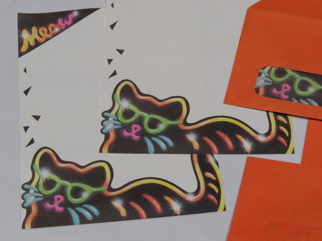 Vintage Whiting's Neon Cat Stationery Paired With Vintage Window ...