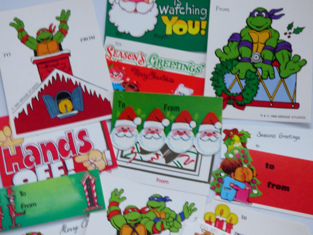 Vintage Christmas Gift Tag Lot ~ Teenage Mutant Ninja Turtles Themed ...