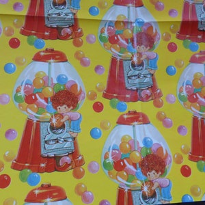 80's Vintage Gift Wrap Sheet - Gumball Machine Penny Cute Kid ...