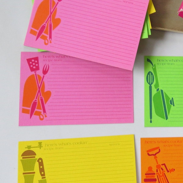 Retro Recipe Cards - Etsy