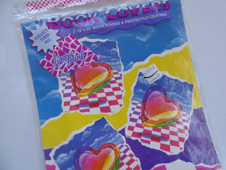 Vintage 1980's Lisa Frank Book Covers X2 New Package Hearts Roses Music ...