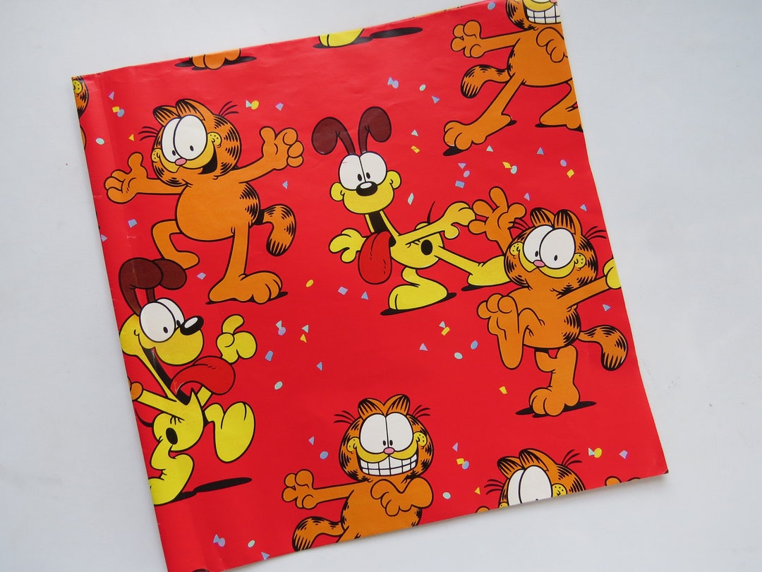 Vintage 80's Garfield & Odie Gift Wrap Wrapping Paper One 20x14 Sheet ...
