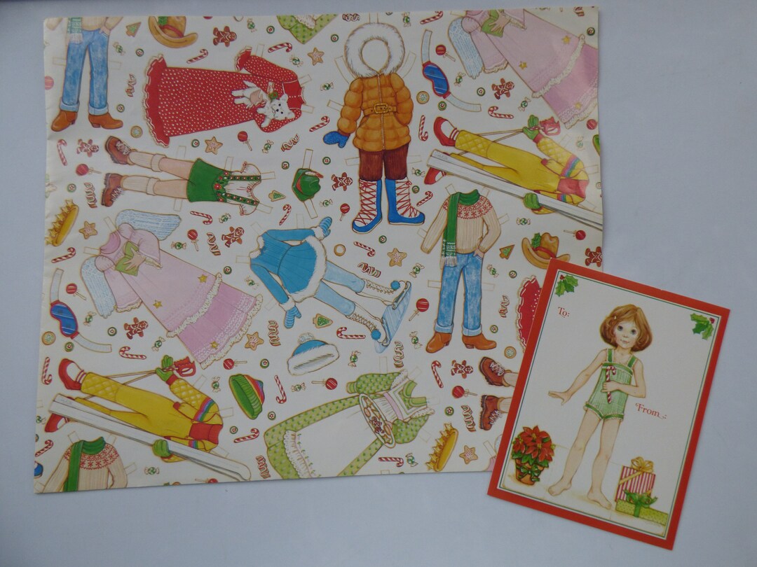 Vintage Current Christmas Paper Doll Gift Wrap ~ Little Girl ~ W ...