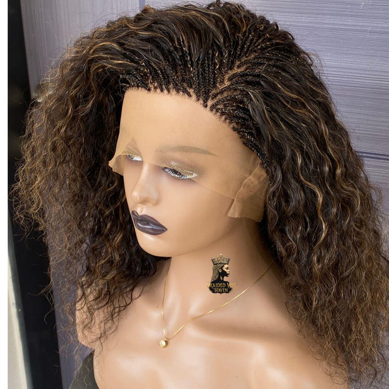 100% Human Hair Deep Curl Pick & Drop Micro Braid Wig Full Lace ...