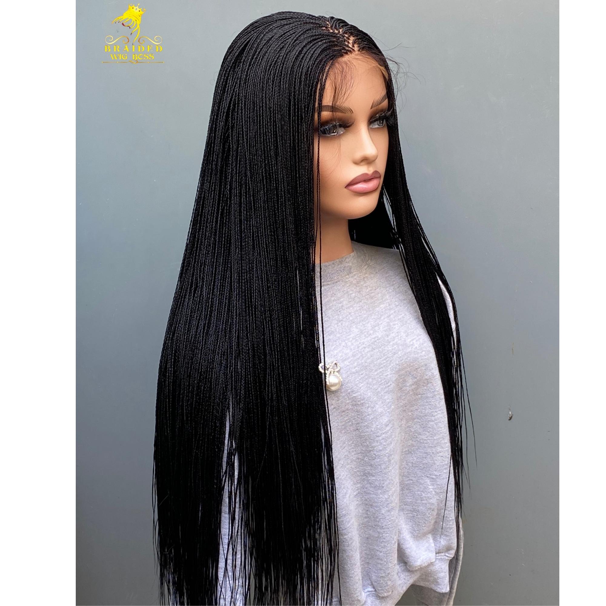 Micro Braid Wig – Handmade Swiss Full Lace Braided Wig for Black Women ...