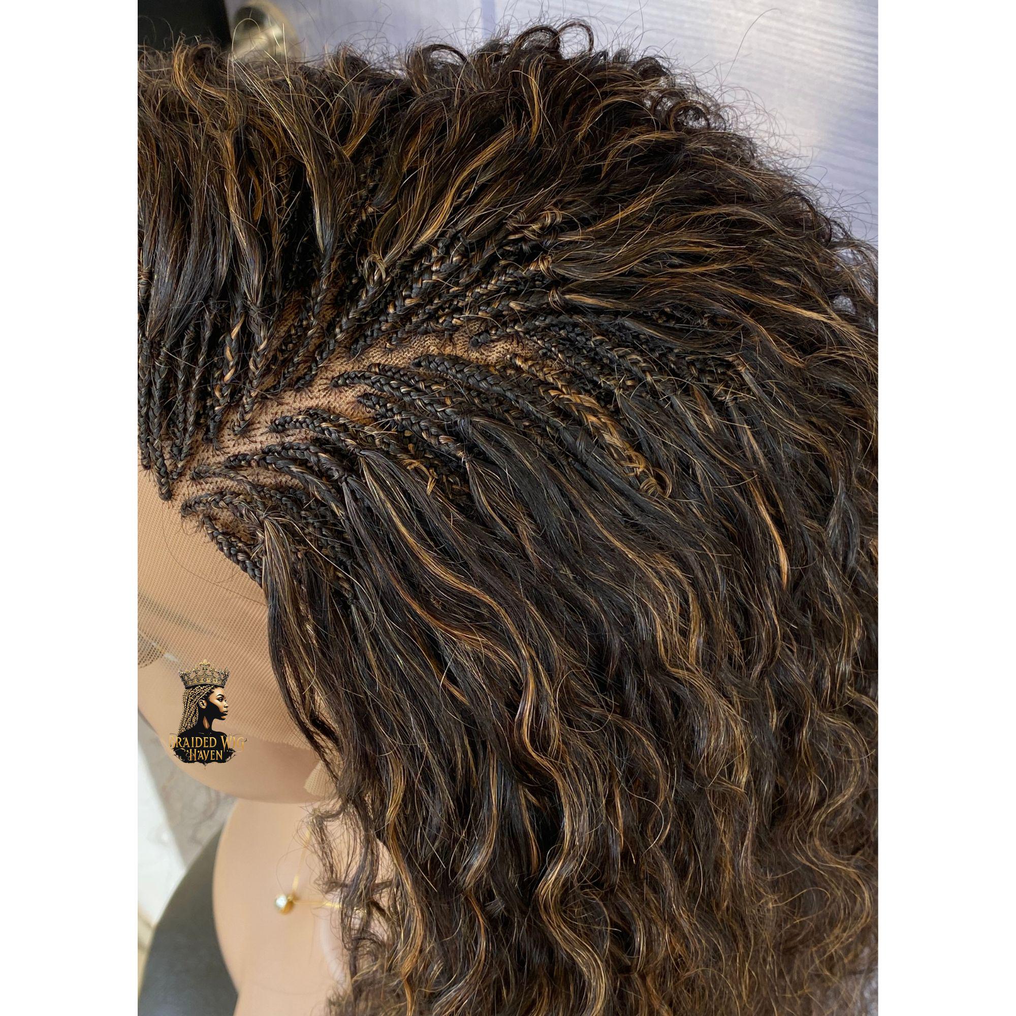 100% Human Hair Deep Curl Pick & Drop Micro Braid Wig Full Lace ...