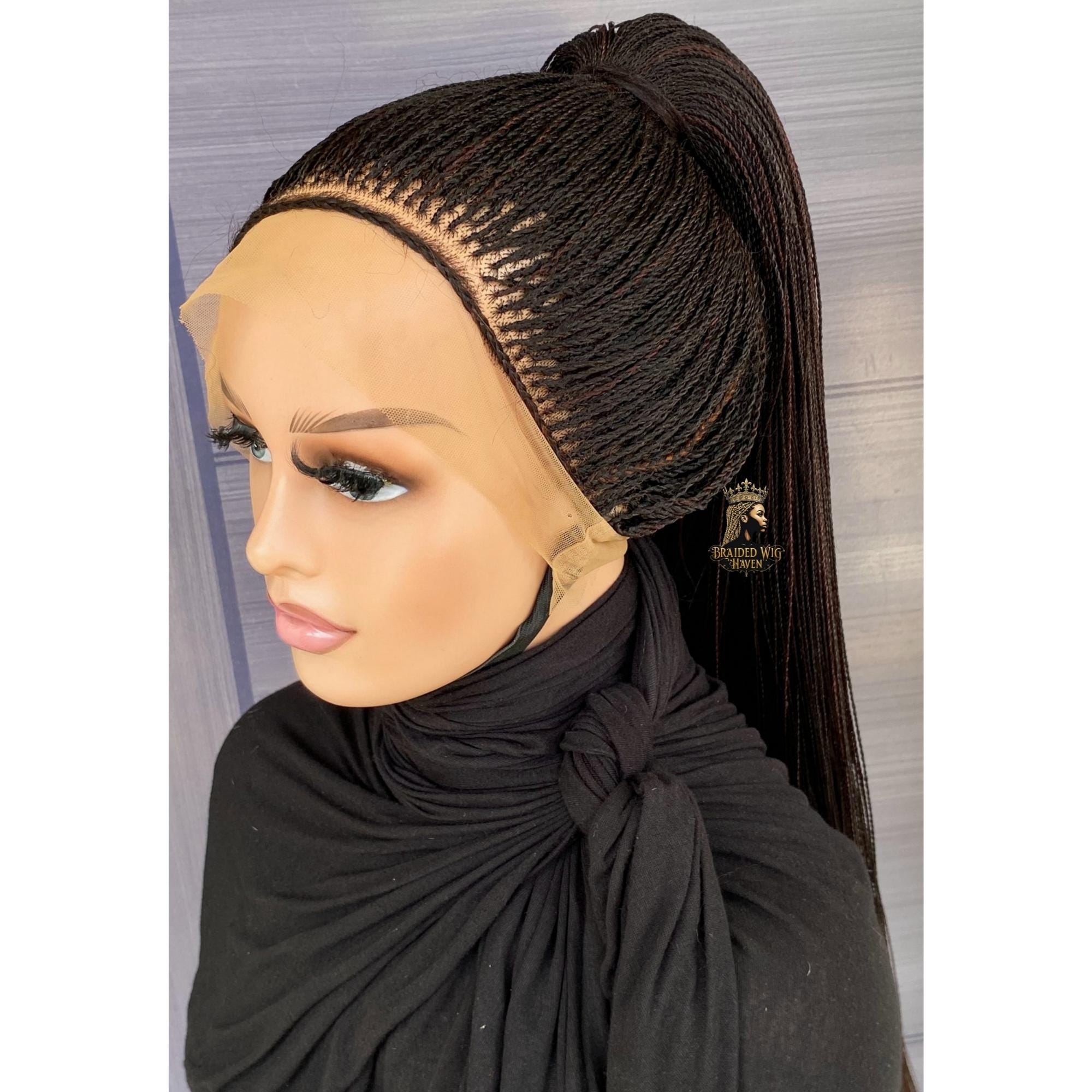 30” Micro Braid Wig – Glueless Full Lace Micro Twist Braided Wig ...