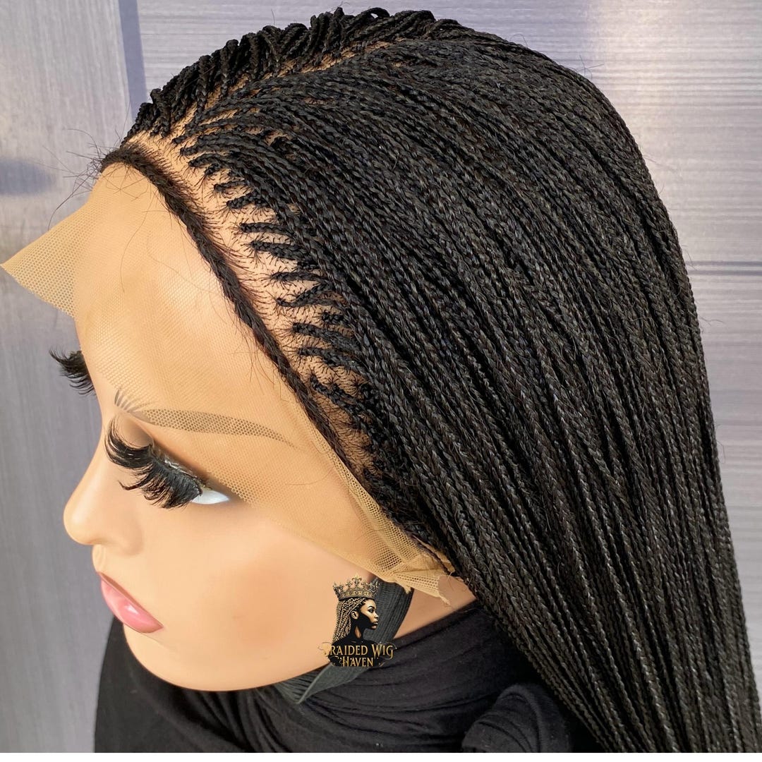 Handmade Micro Braid Wig – Full Lace Braided Wig for Black Women, 30 ...