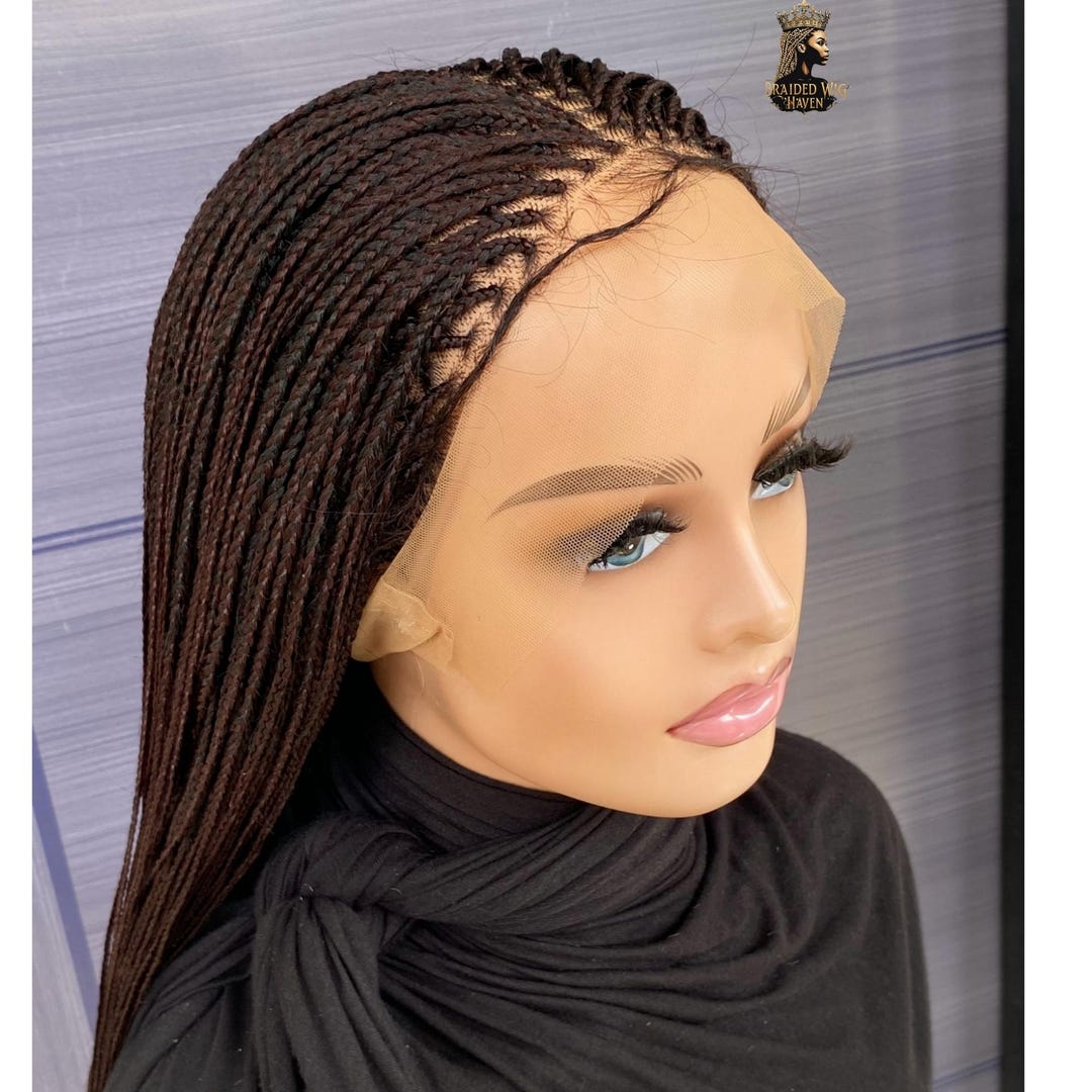 Mini Box Braids Wig Full Lace, Knotless Glueless Braided Wig ...