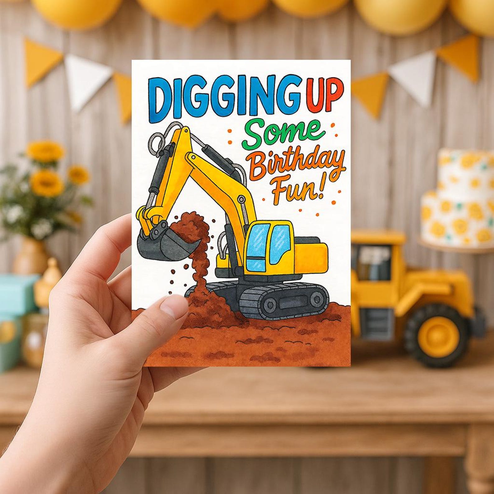 Construction Happy Birthday Card for Kids “digging up Some Birthday Fun ...