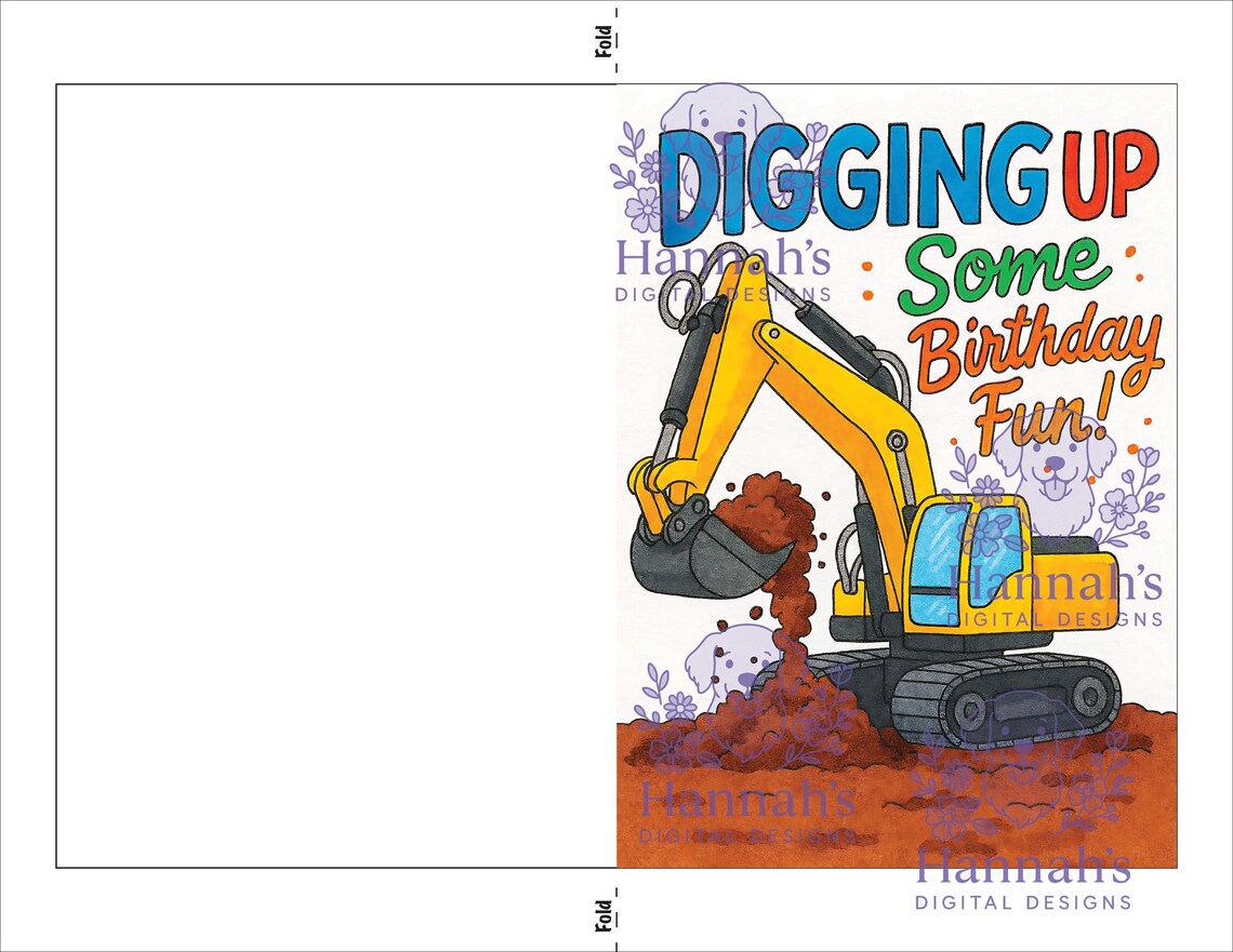 Construction Happy Birthday Card for Kids “digging up Some Birthday Fun ...